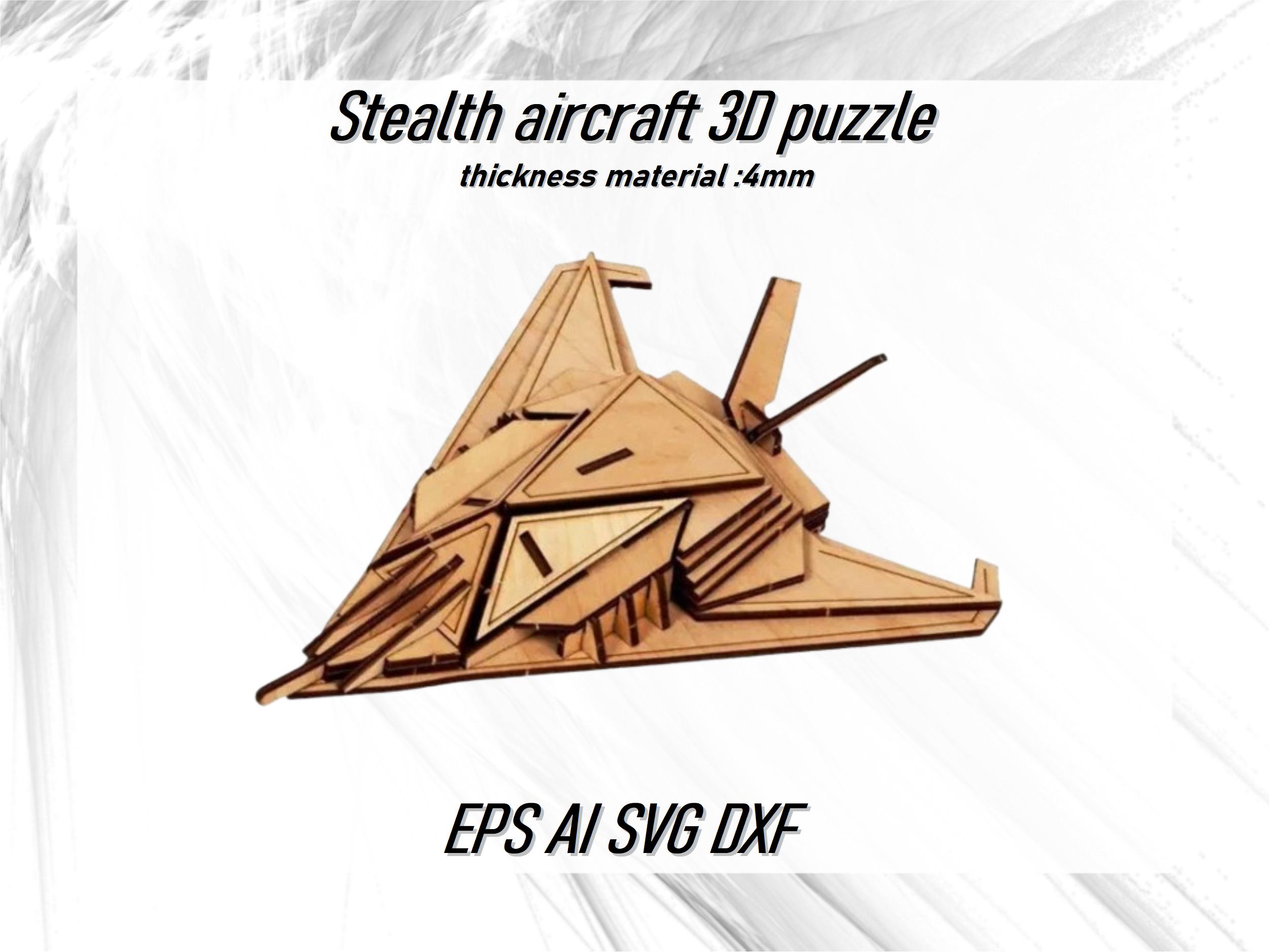 3D Puzzle F-117 Nighthawk Stealth Bomber Fighter 3D Model File Svg Dxf ...