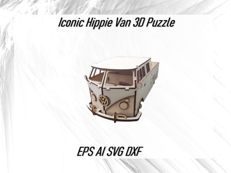 Classic Hippie Pick up Van,3d Model Campervan Laser Cut File CDR SVG ...