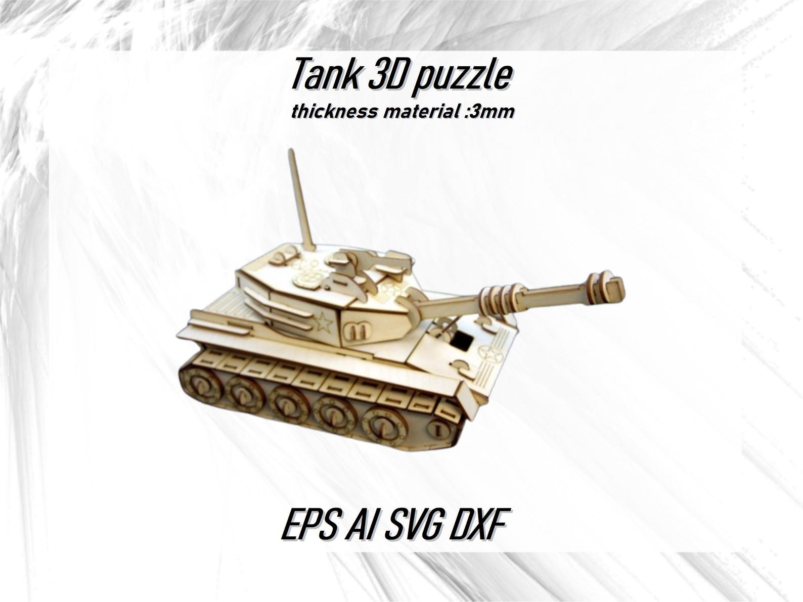 Laser Cut Wooden Tank 3D Puzzle Vector File With Instractions CDR DXF ...