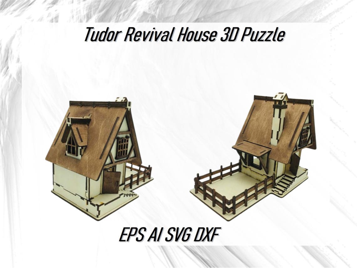 Laser Cut Tudor Revival Wooden 3D Puzzle House Medieval Architecture 3D ...