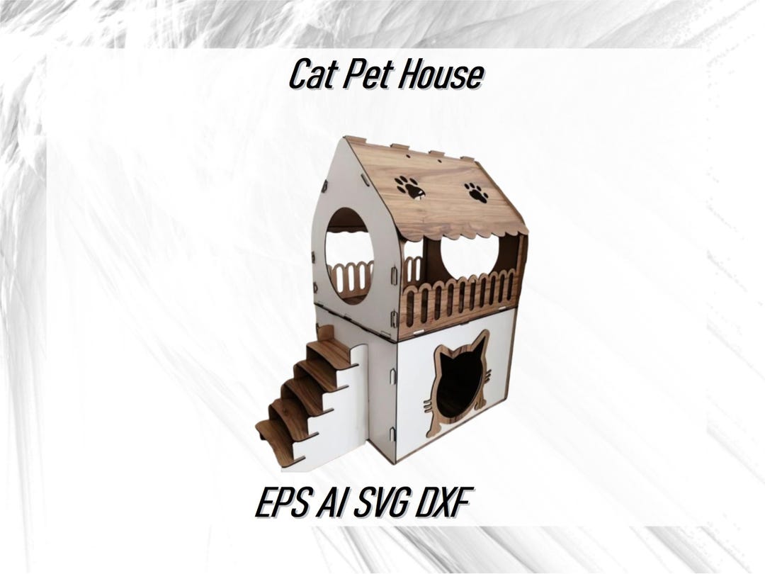 Two Floor Cat Pet House Digital Download Files SVG DXF for CNC Router ...