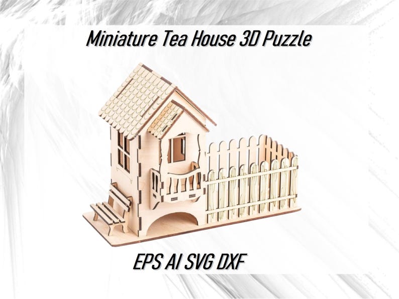 Laser Cut Miniature Tea House 3D Puzzle Vector Files SVG DXF CDR Eps Ai ...