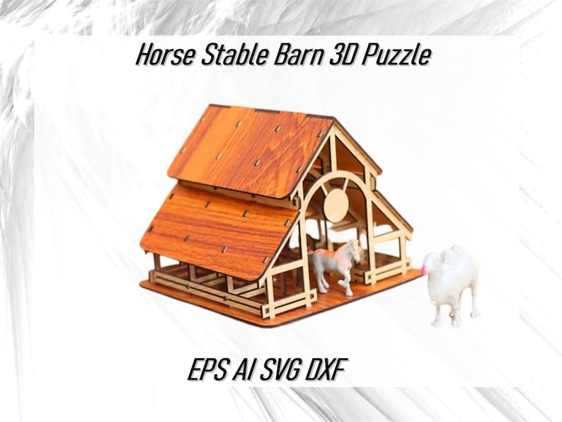 Laser Cut Horse Stable Barn 3D Puzzle Vector Files SVG CDR Dxf,instant ...
