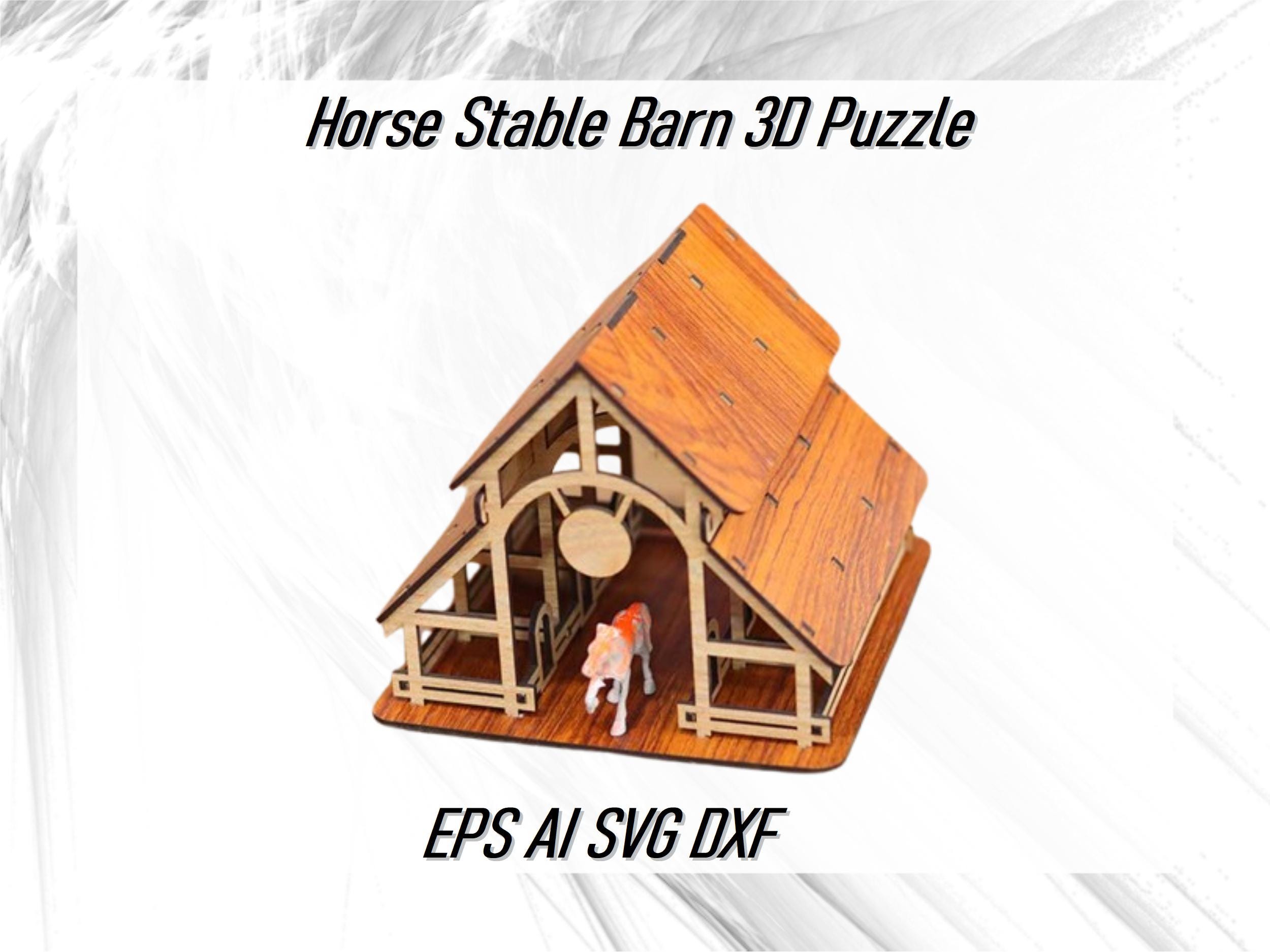Laser Cut Horse Stable Barn 3D Puzzle Vector Files SVG CDR Dxf,instant ...