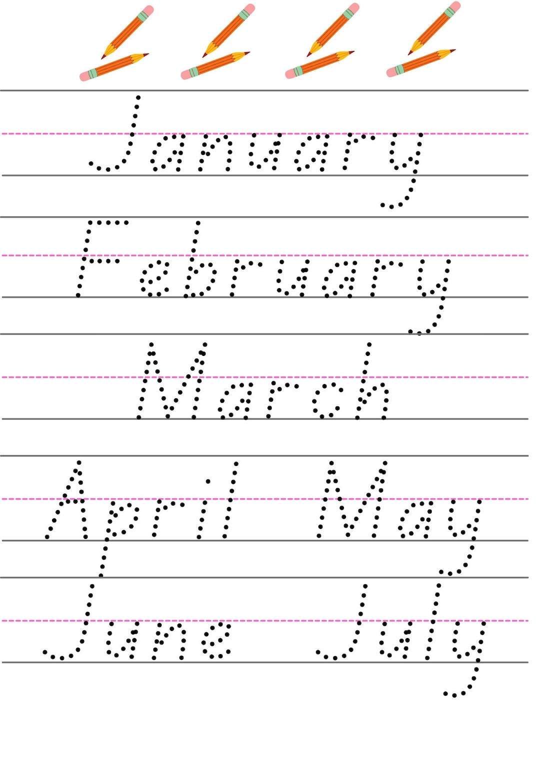 Tracing - Months of Year - Etsy