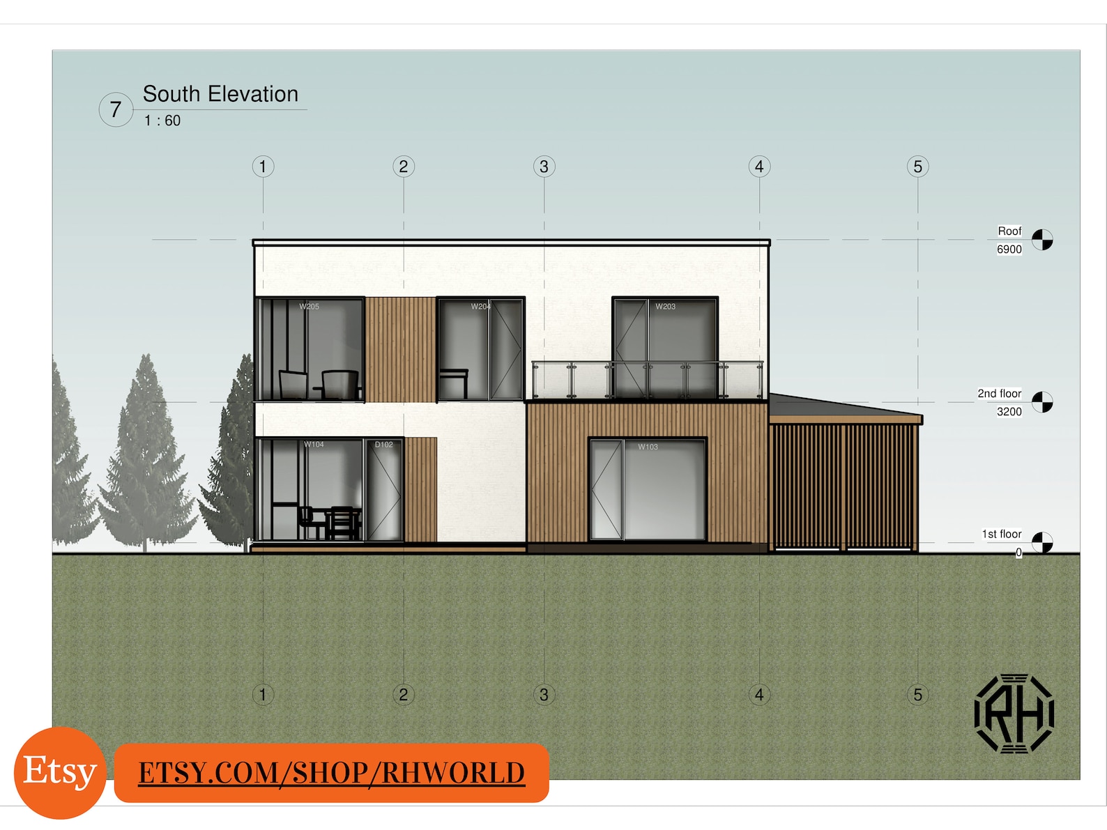 Modern 3 Bedroom House Plan: 130 Sqm (1400 Sq Ft), (PDF + DWG) - Etsy