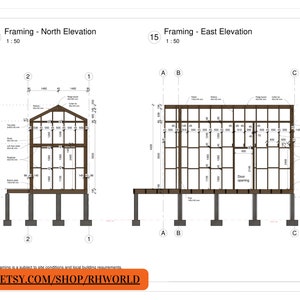 Modern Tiny House Plan W/ Framing Layout | Built-up Area