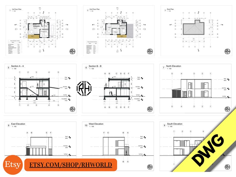 Modern House Plan | 3 Bedroom + 4 Bedroom Version Bundle | Net Area 130 ...
