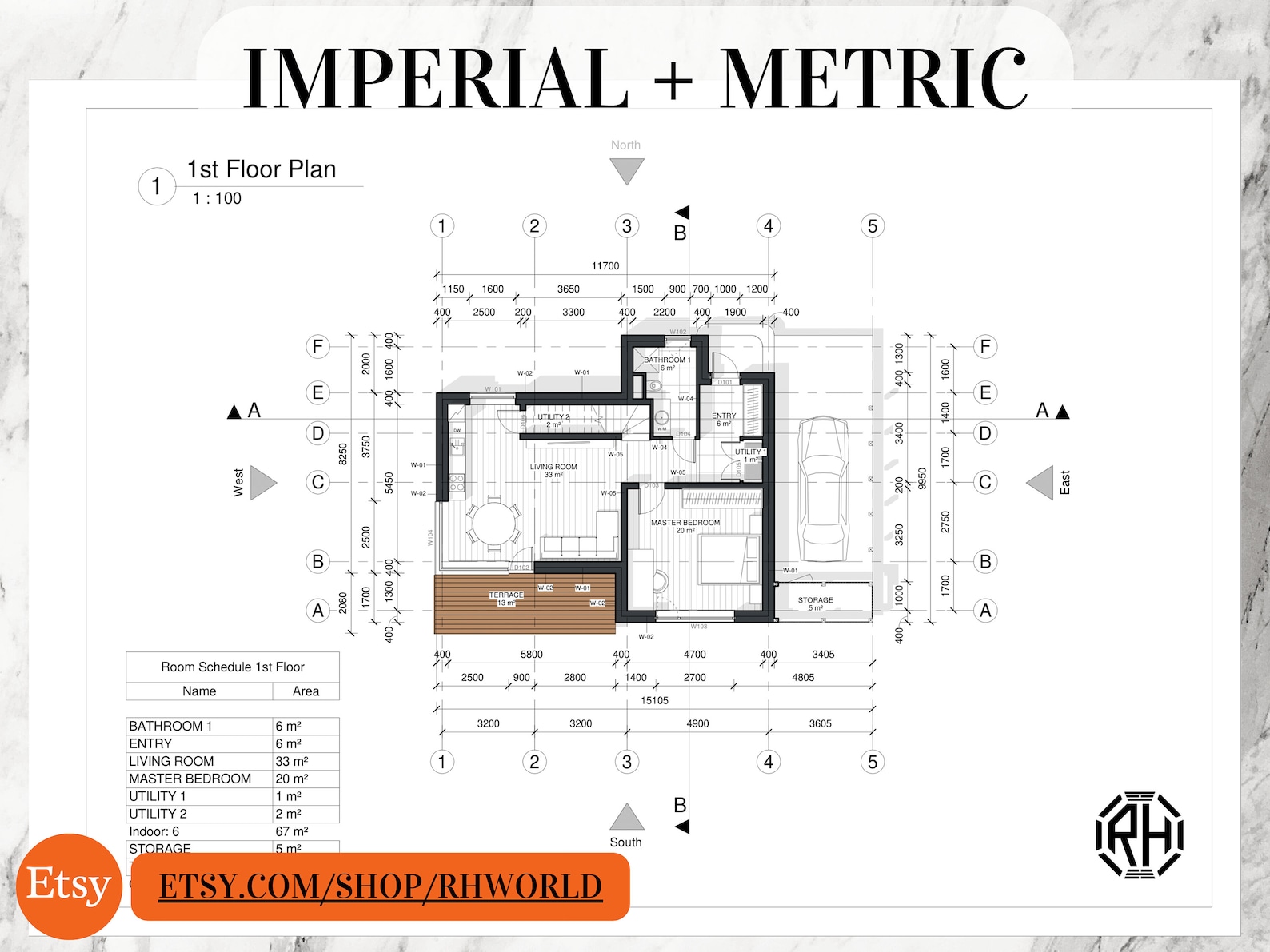 Modern 3 Bedroom House Plan: 130 Sqm (1400 Sq Ft), (PDF + DWG) - Etsy