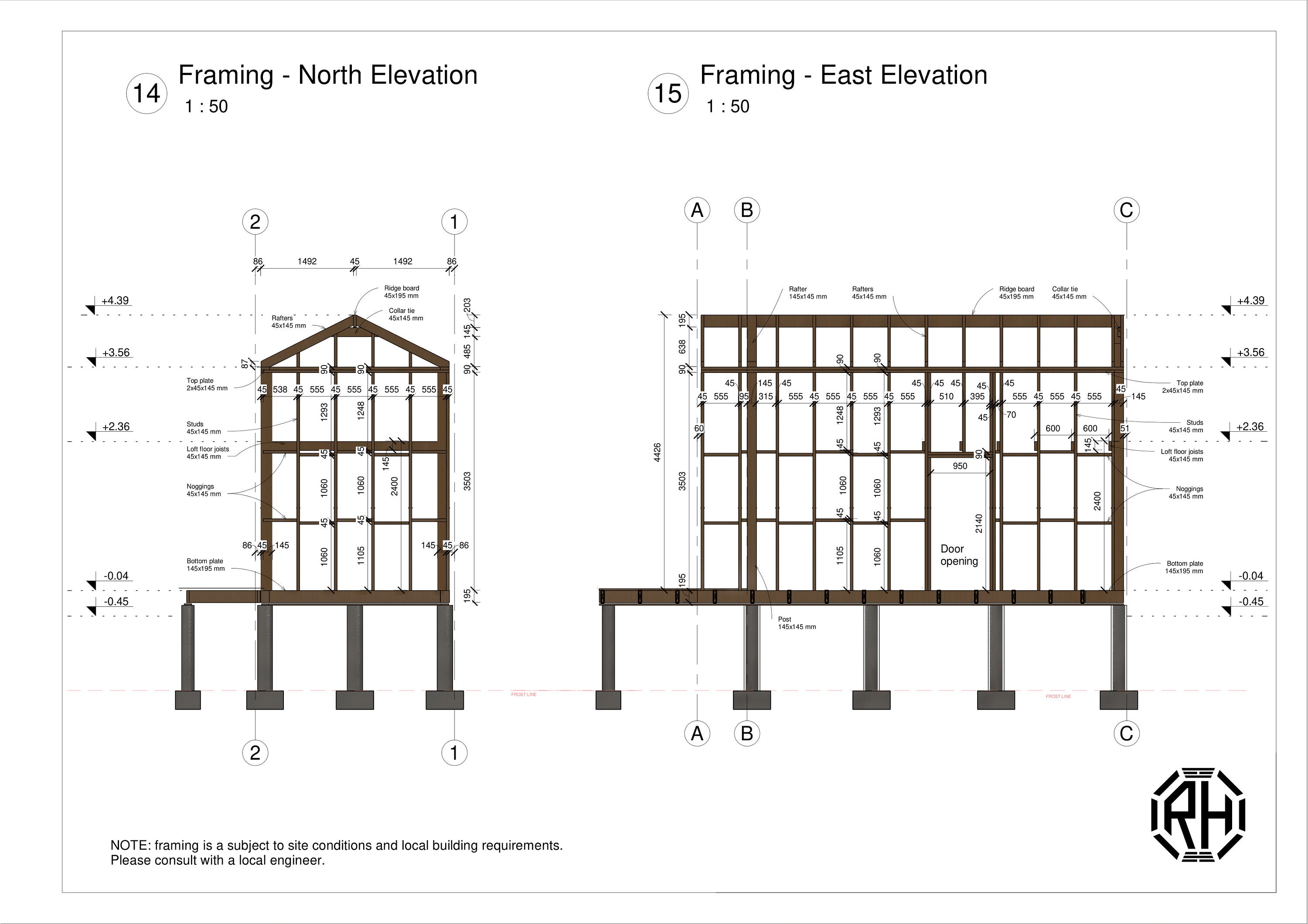 Modern Tiny House Plan W/ Framing Layout Built-up Area - Etsy Canada