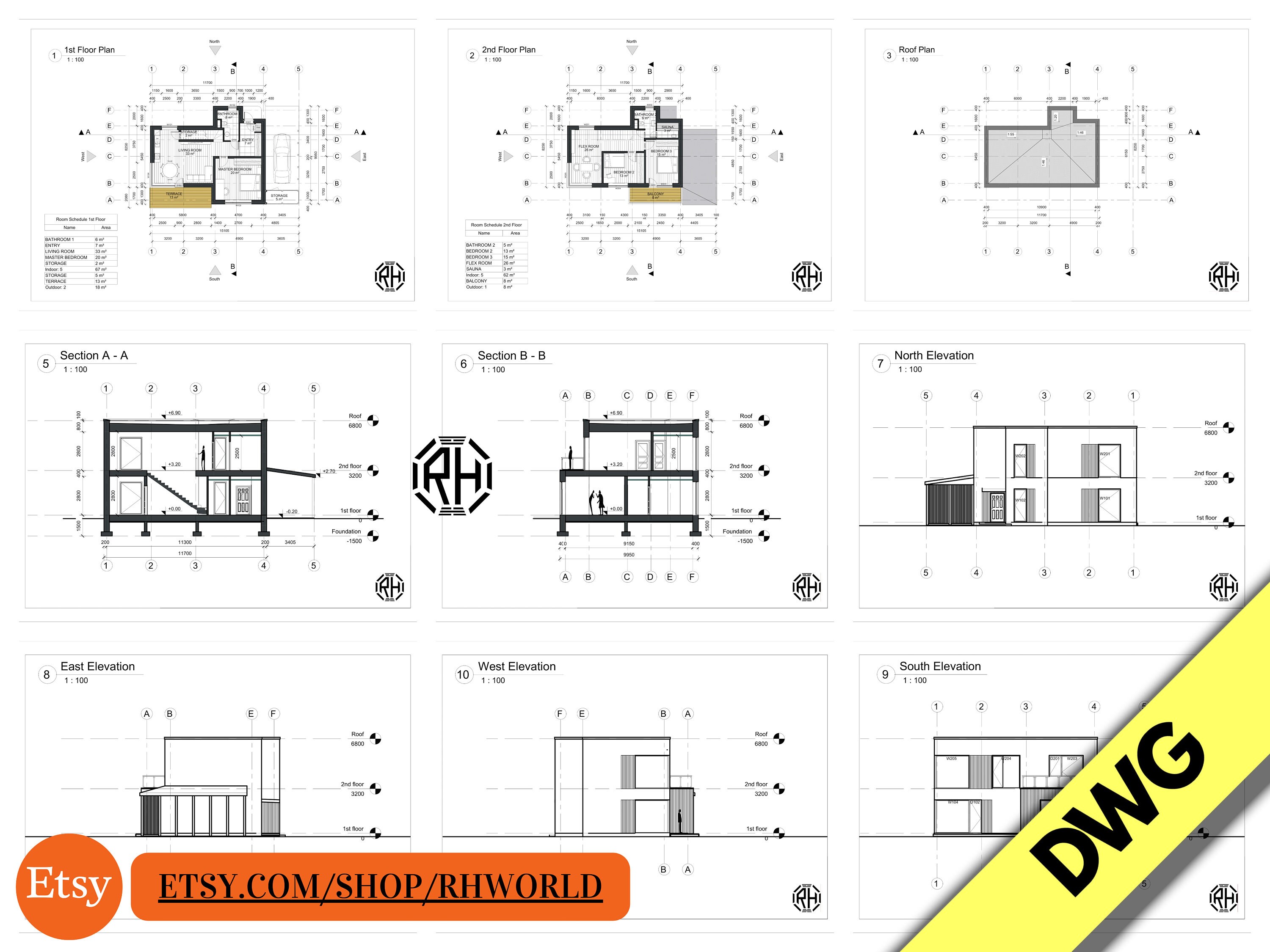 Modern House Plan 4 Bedroom Net Area 130 Sqm 1400 Sq Ft - Etsy Canada