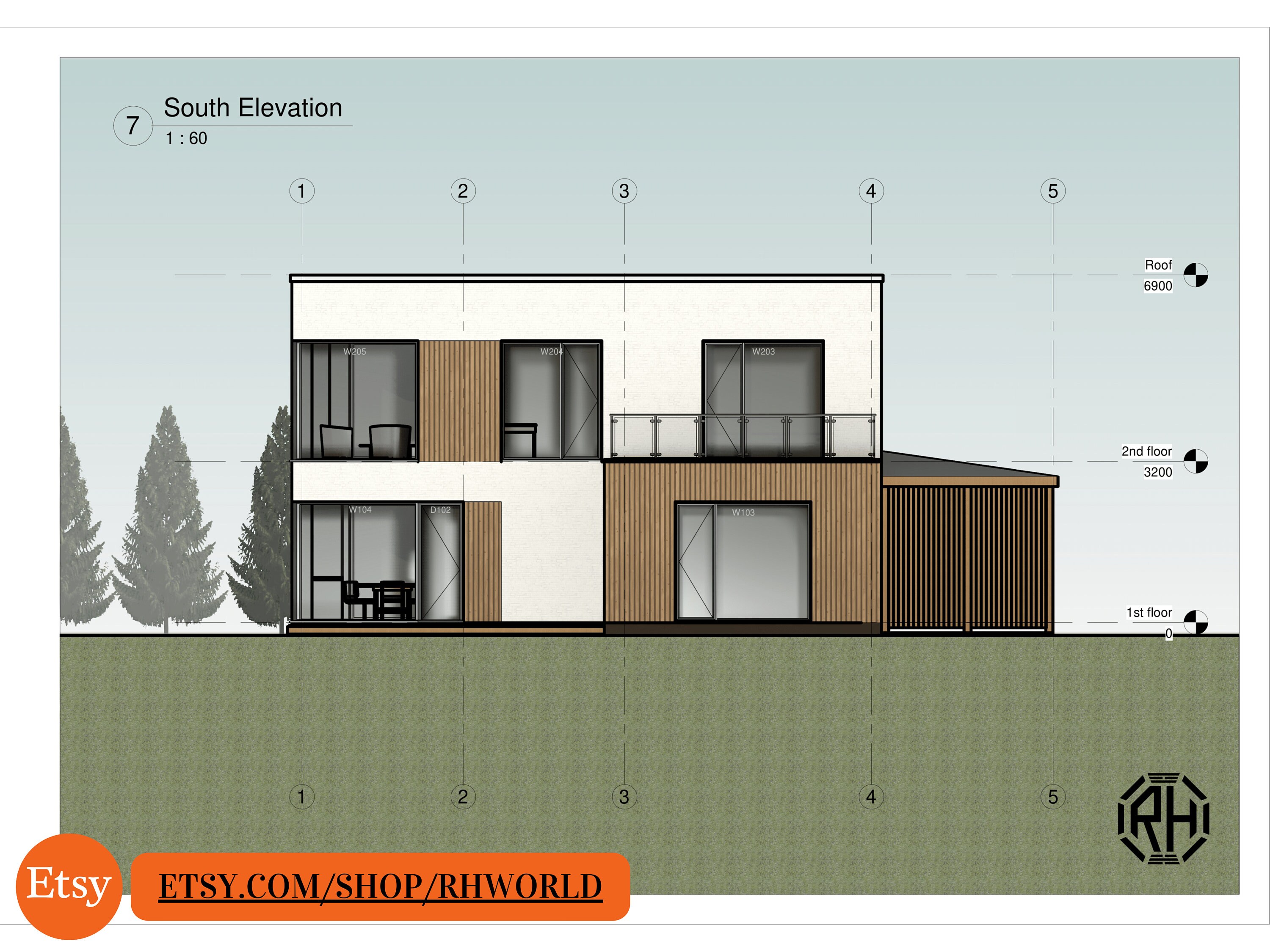 Modern House Plan 4 Bedroom Net Area 130 Sqm 1400 Sq Ft - Etsy Canada