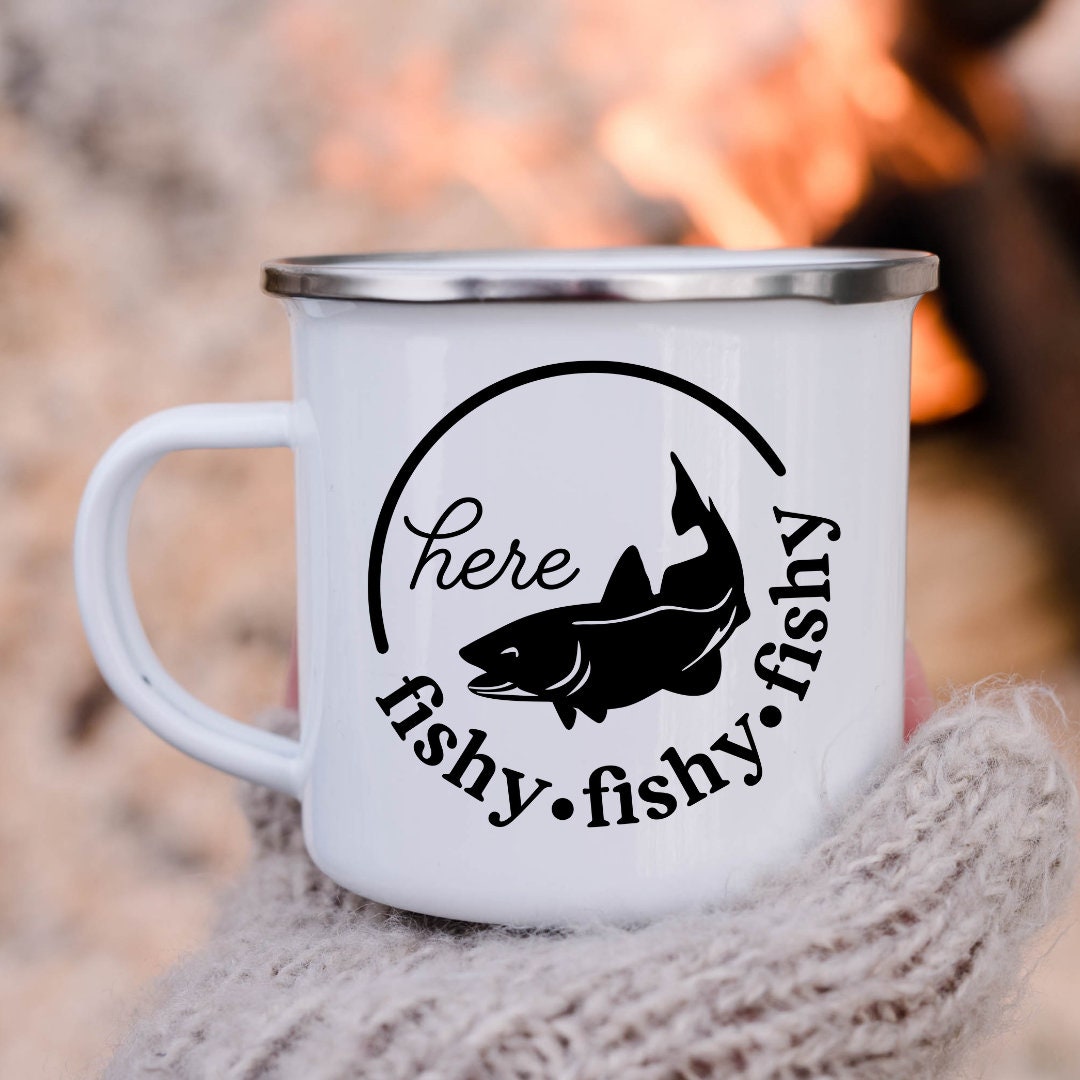 Fish and Forest Ceramic Mug - Fishing Coffee Mug - Fish Mug - Fly ...