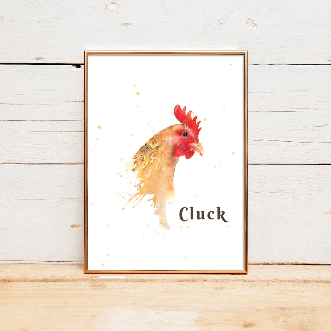 Chicken Watercolor Wall Art Print, Farm Animal Poster for Nursery Room ...