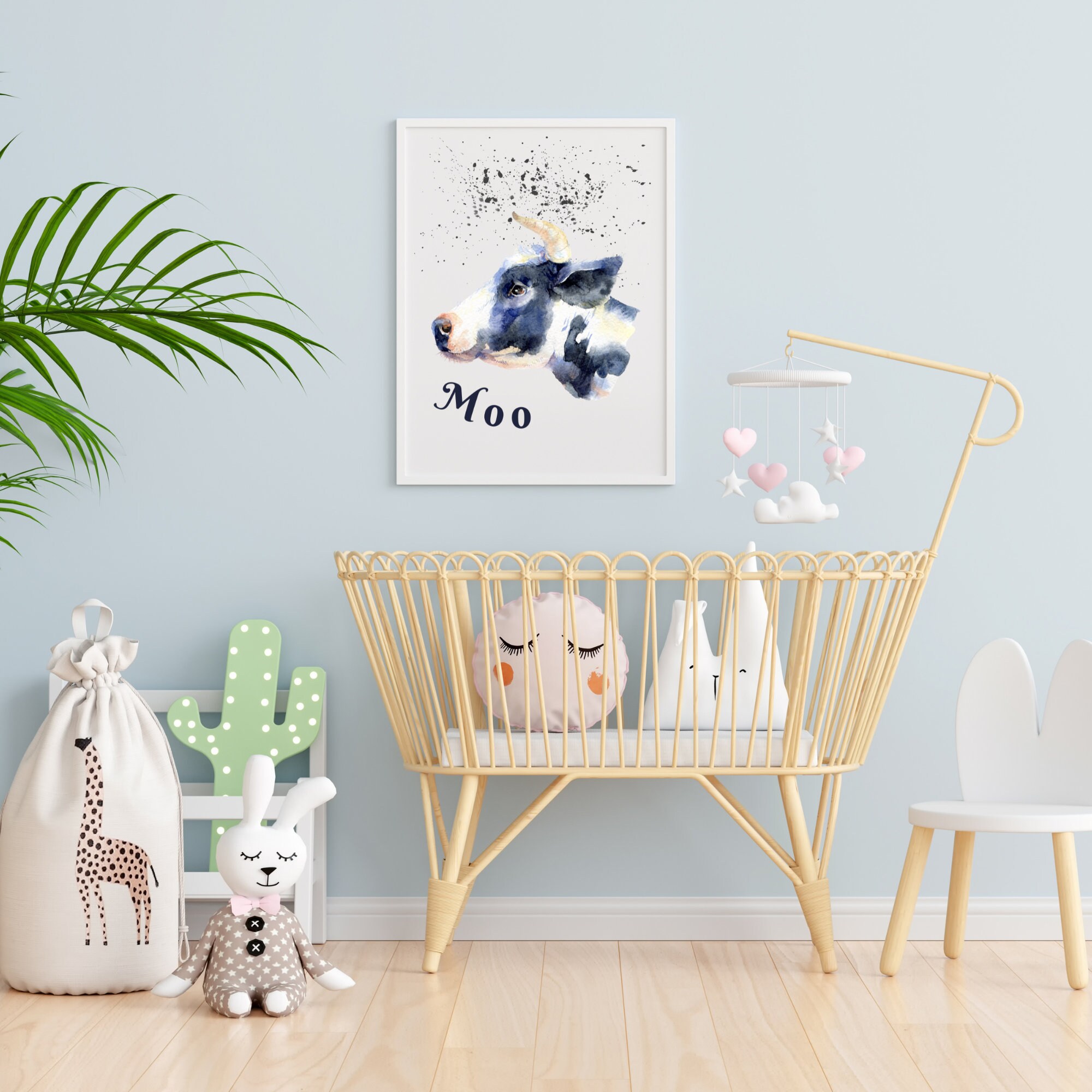 Holstein Cow Watercolor Print, Printable Wall Art, Modern Wall Art, Cow ...