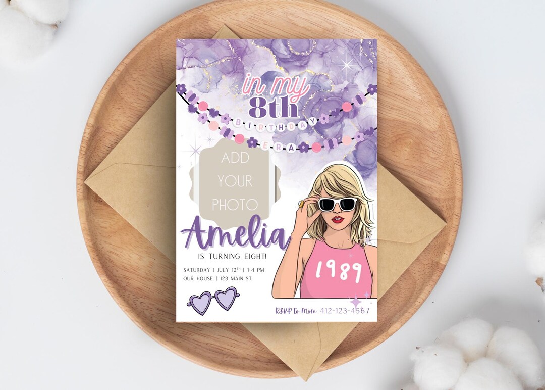 Taylor Swift Birthday Invitation | in My 8th Birthday Era Party Invite ...
