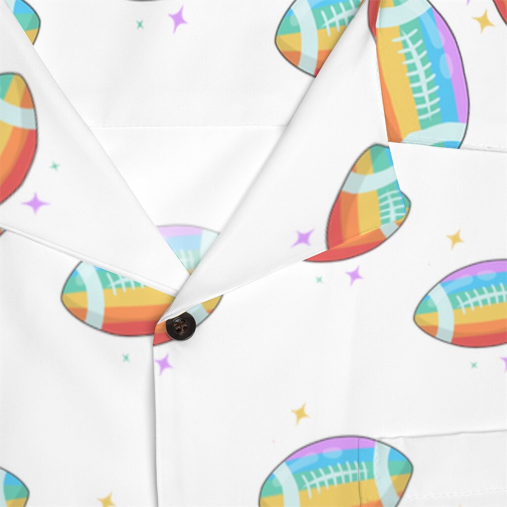 Button Down Short Sleeve Casual Shirt Rainbow Football Designed & Sold ...
