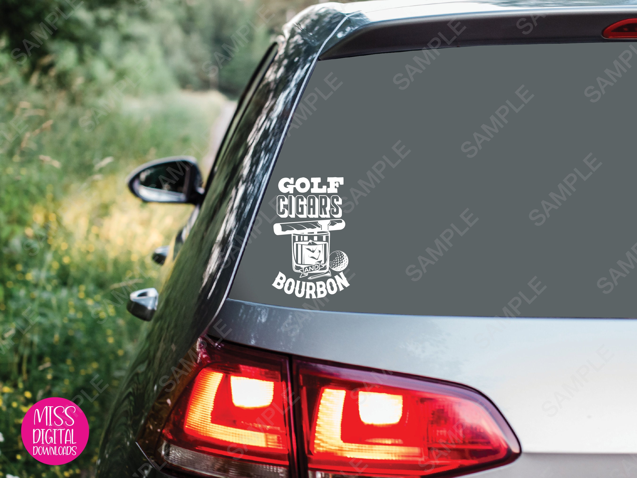 Golf Cigars and Bourbon, SVG and PNG Files, Bourbon Glass Cigar and ...