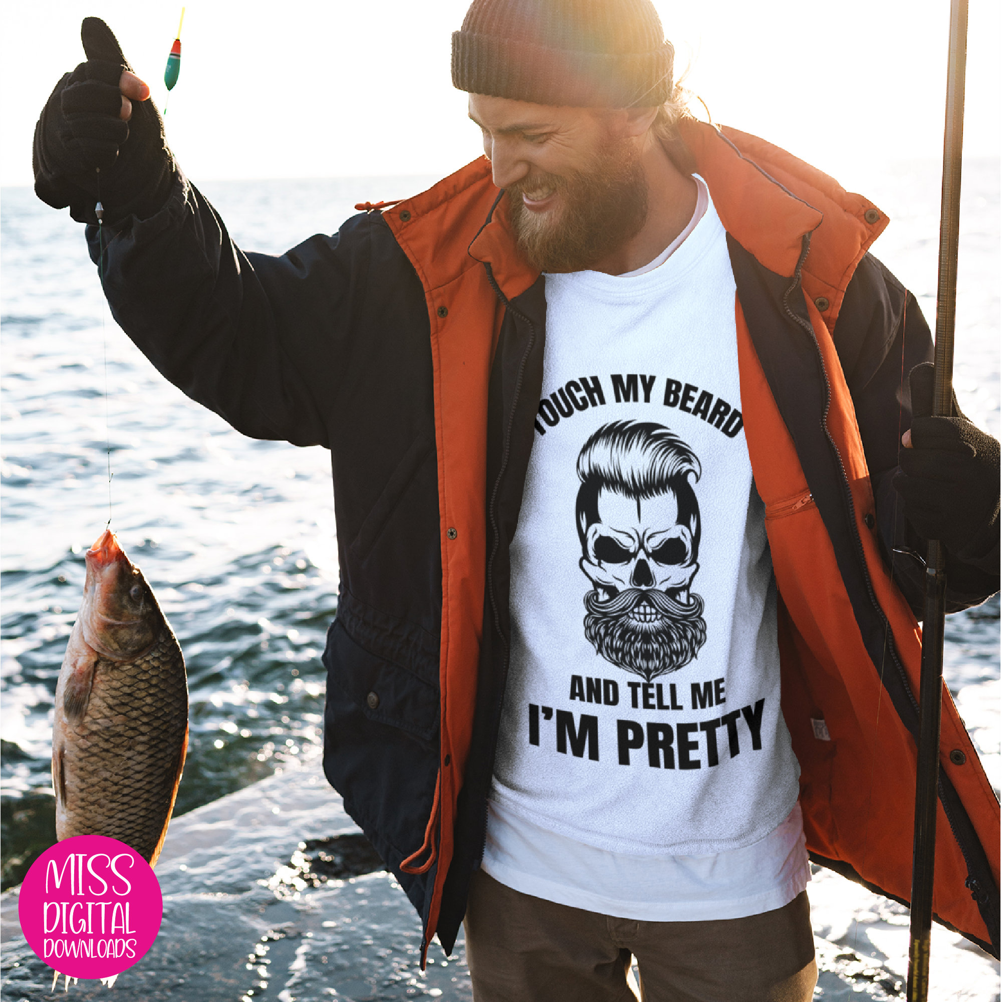 Touch My Beard and Tell Me I'm Pretty Skull, SVG and PNG, Digital ...