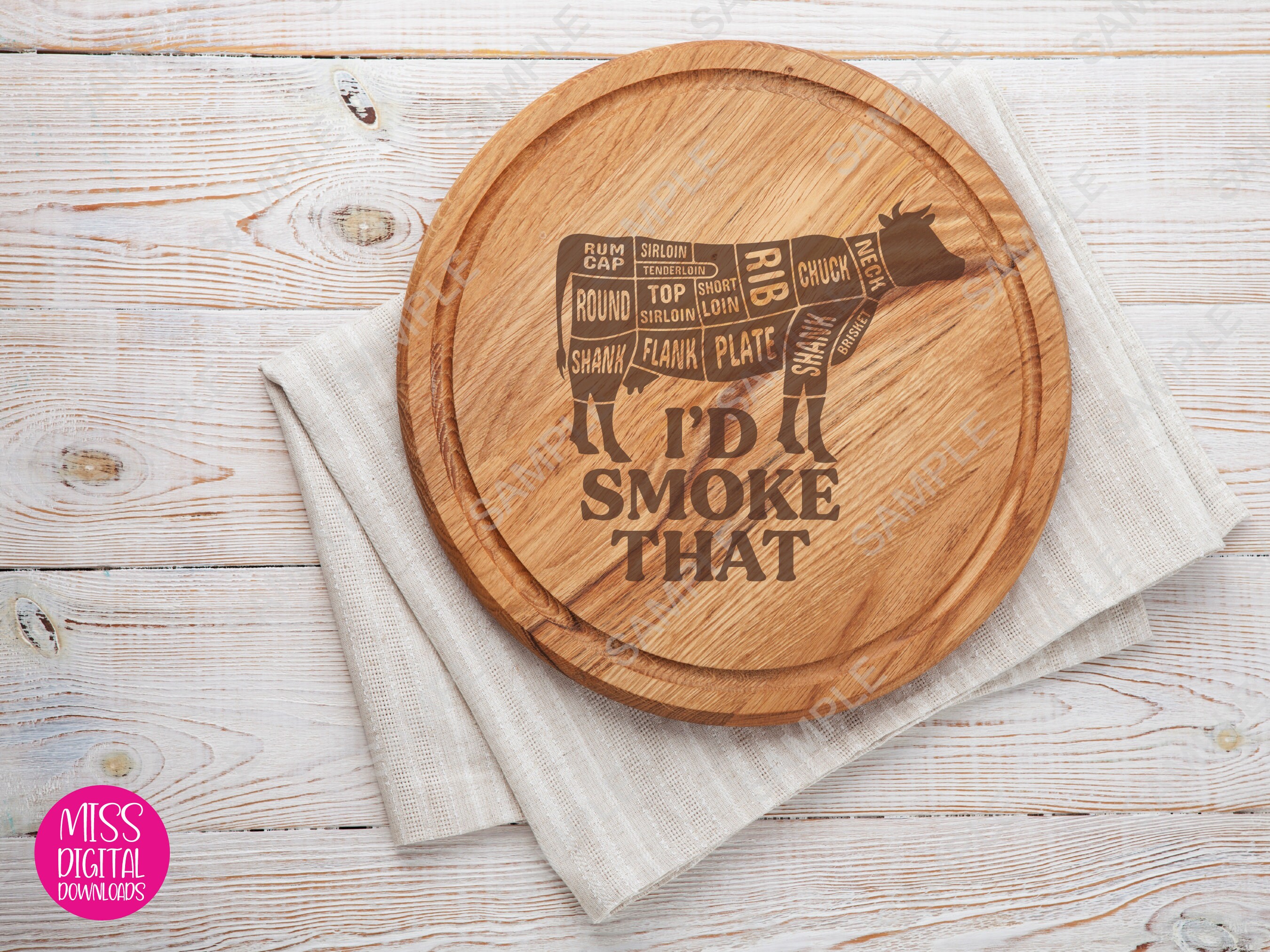 I'd Smoke That Cow Cuts of Meat SVG/PNG: Grilling Apron for Dad Beef ...