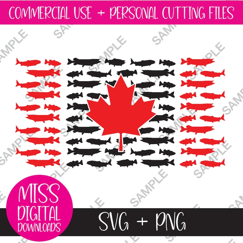 Canadian Fishing Flag SVG & PNG Cut File Bundle - Print, Cricut ...