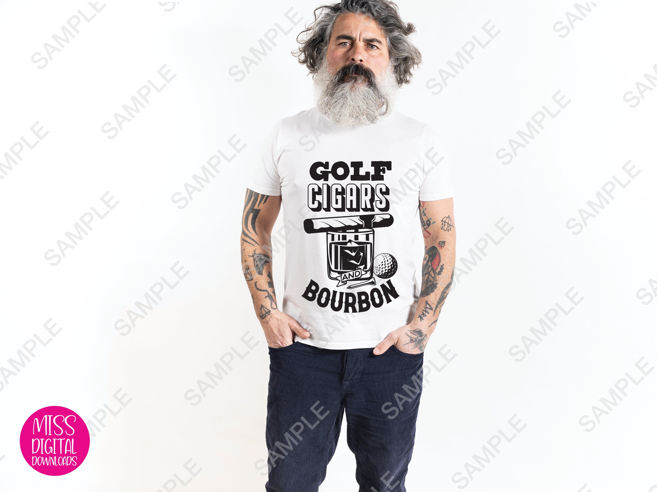 Golf Cigars and Bourbon, SVG and PNG Files, Bourbon Glass Cigar and ...