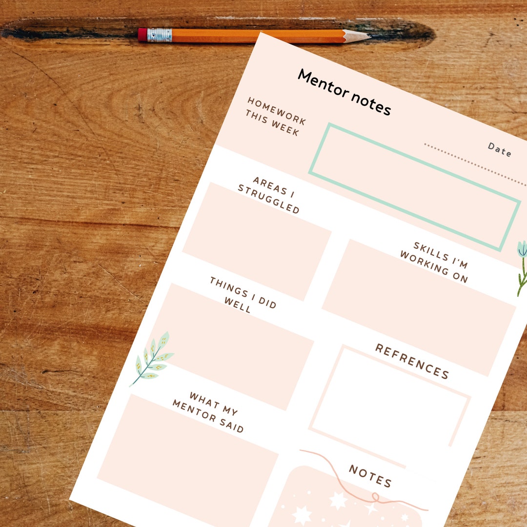 Printable PDF Worksheet for Mentor Program - Etsy