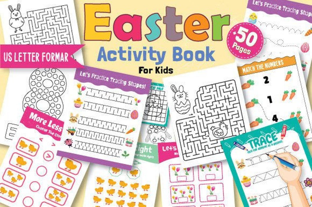 Easter Activity Book, 50+ Printable Easter Activity Pages for Kids ...