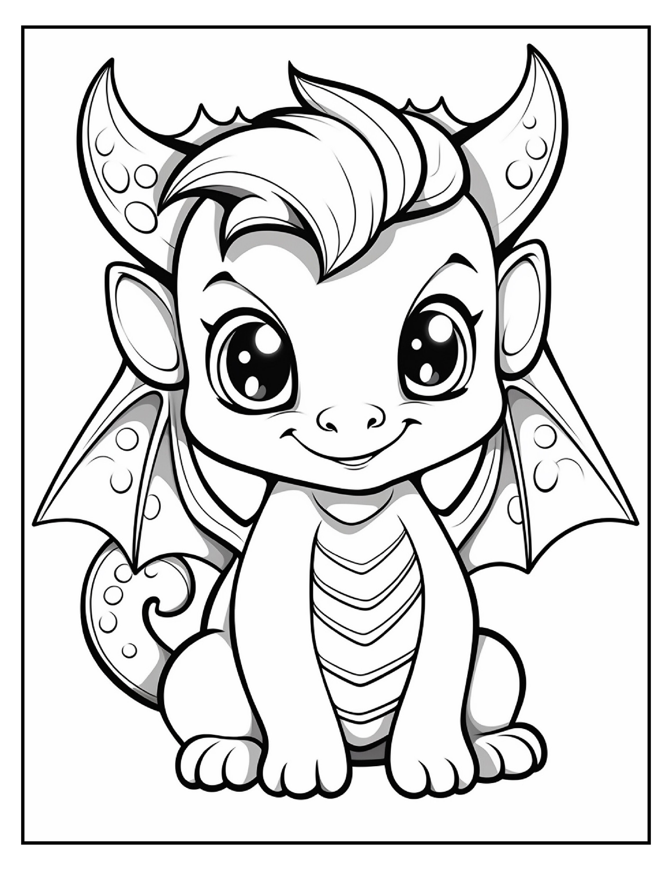 Cute Baby Dragons 100+ Coloring Page Book, Adults Kids Instant Download ...