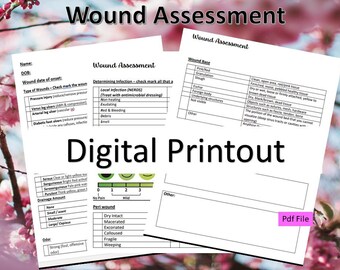 Wound Assessment Chart, Wound Management Chart for Nurses, Wound Chart ...