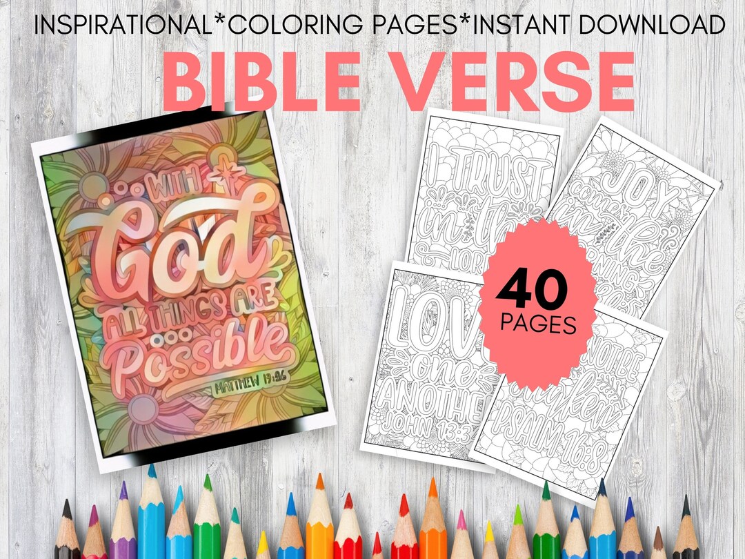 Bible Verse Scripture Coloring Book, Faith Based Coloring Book, Bible ...