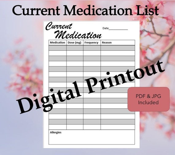 Medication List : Printable - Etsy