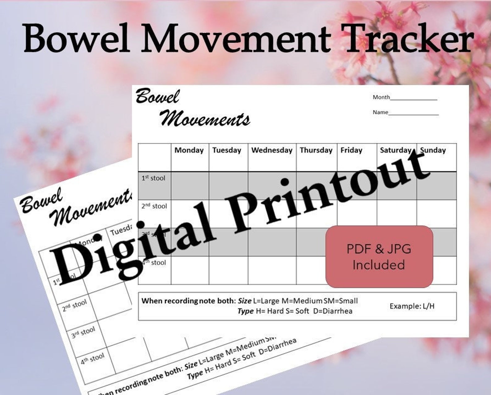 Weekly Bowel Movement Chart: Printable - Etsy