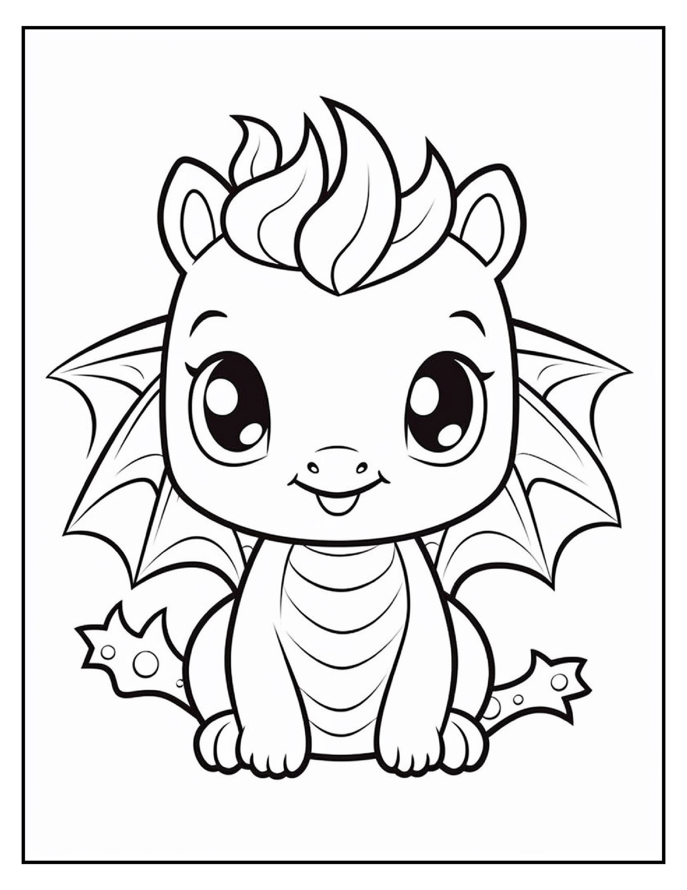 Cute Baby Dragons 100+ Coloring Page Book, Adults Kids Instant Download ...
