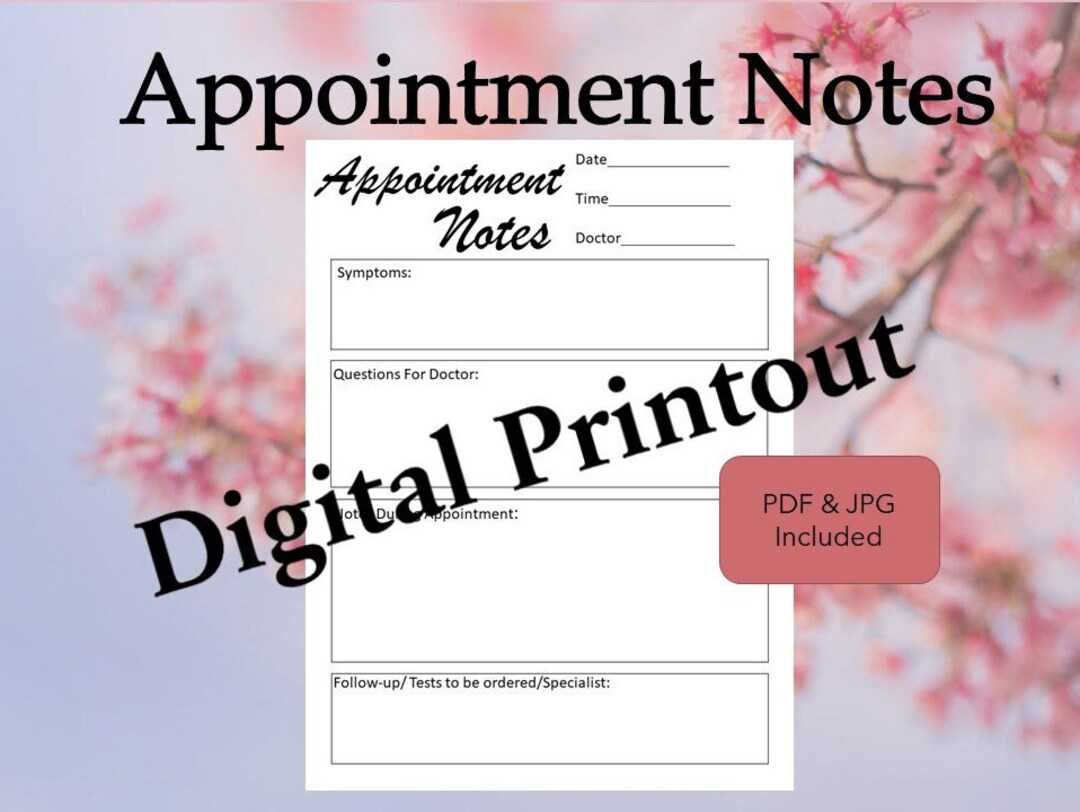 Appointment Notes: Printable - Etsy