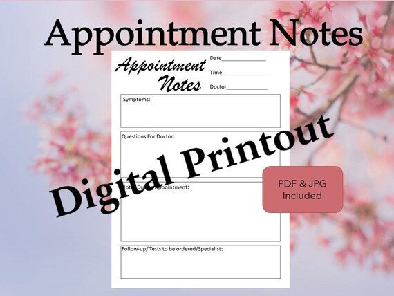 Appointment Notes: Printable | Etsy