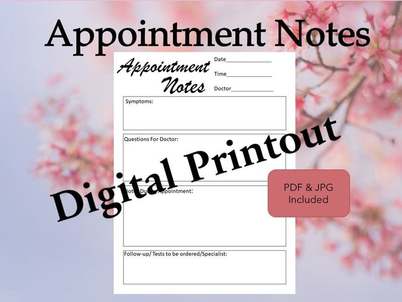Appointment Notes: Printable - Etsy