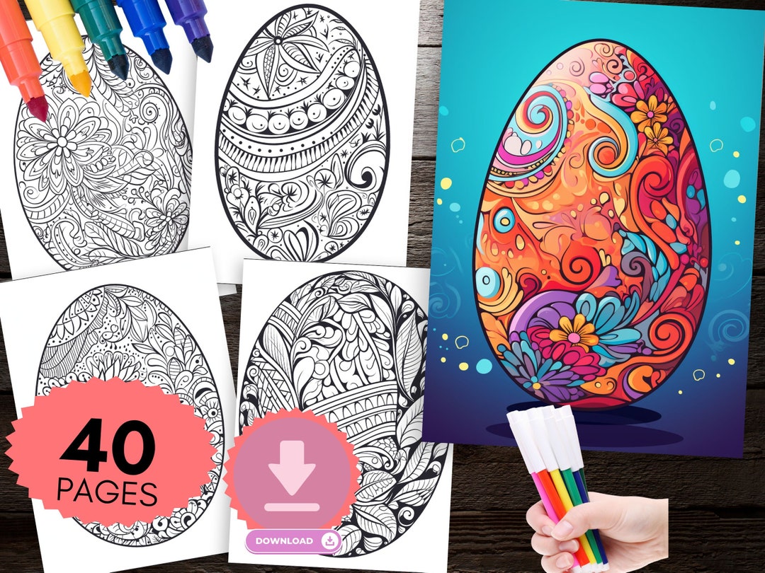 Easter Egg Coloring Pages, 40 Printable Pages for Kids, Boys, Girls ...
