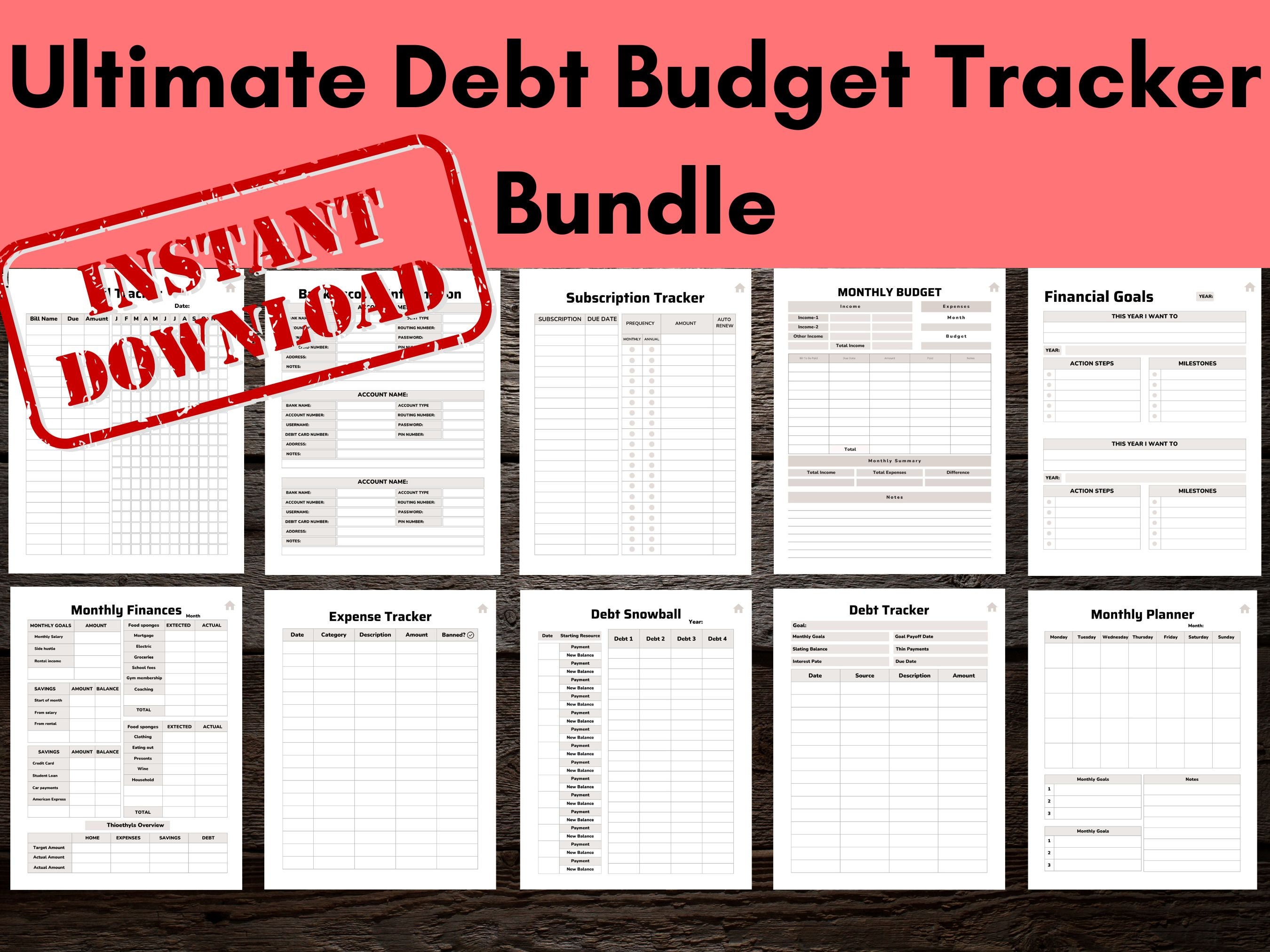 Ultimate Debt Budget Tracker Bundle - Budget, Bank Account, Savings ...