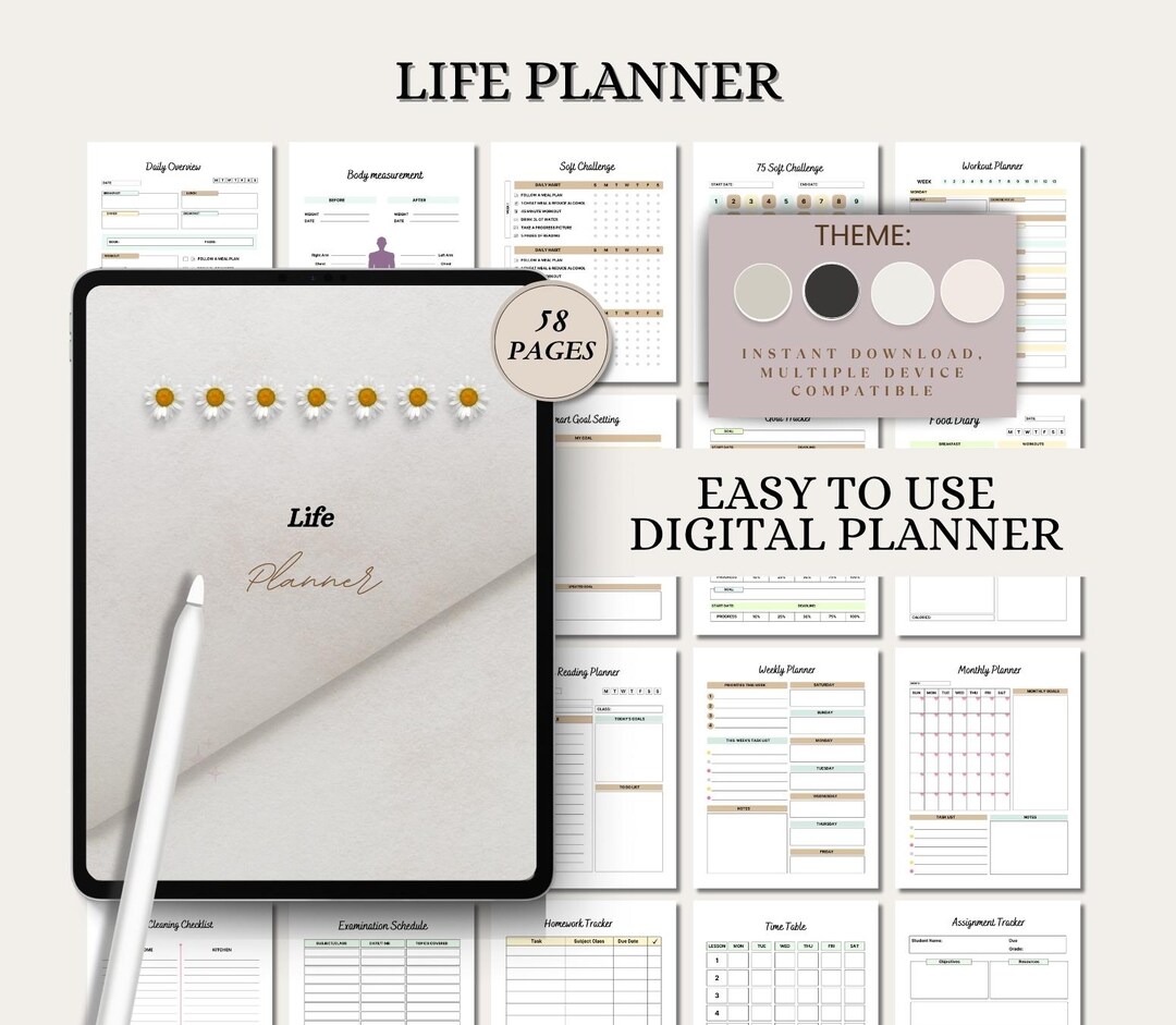 Life Planner | Printable Personal Organizer for Goals, Tasks, Habits ...