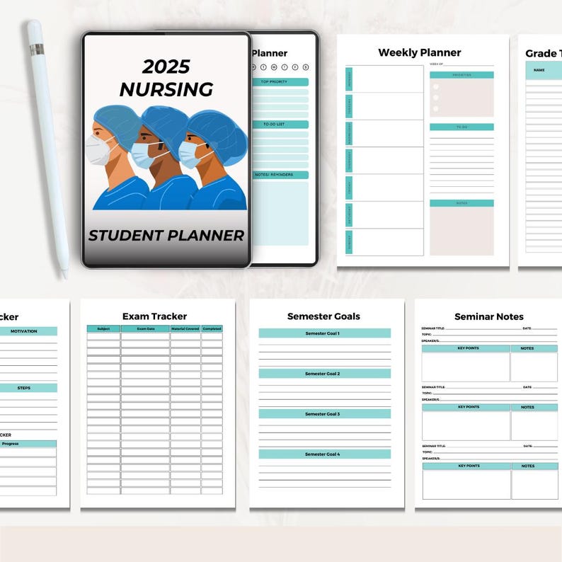 2025 Nursing Student Planner, Nurse Gift, Weekly Academic Planner ...