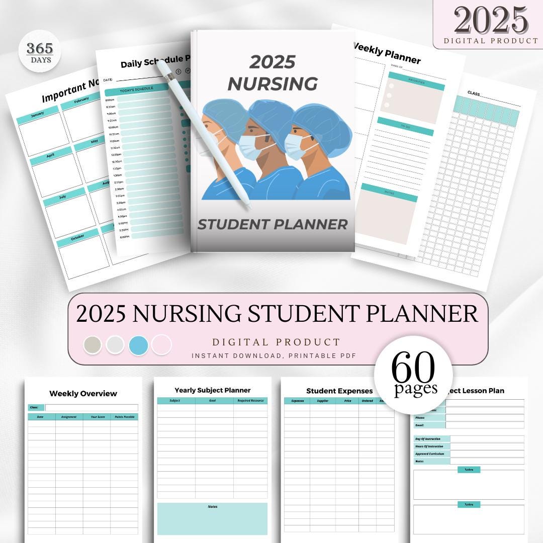 2025 Nursing Student Planner, Nurse Gift, Weekly Academic Planner ...