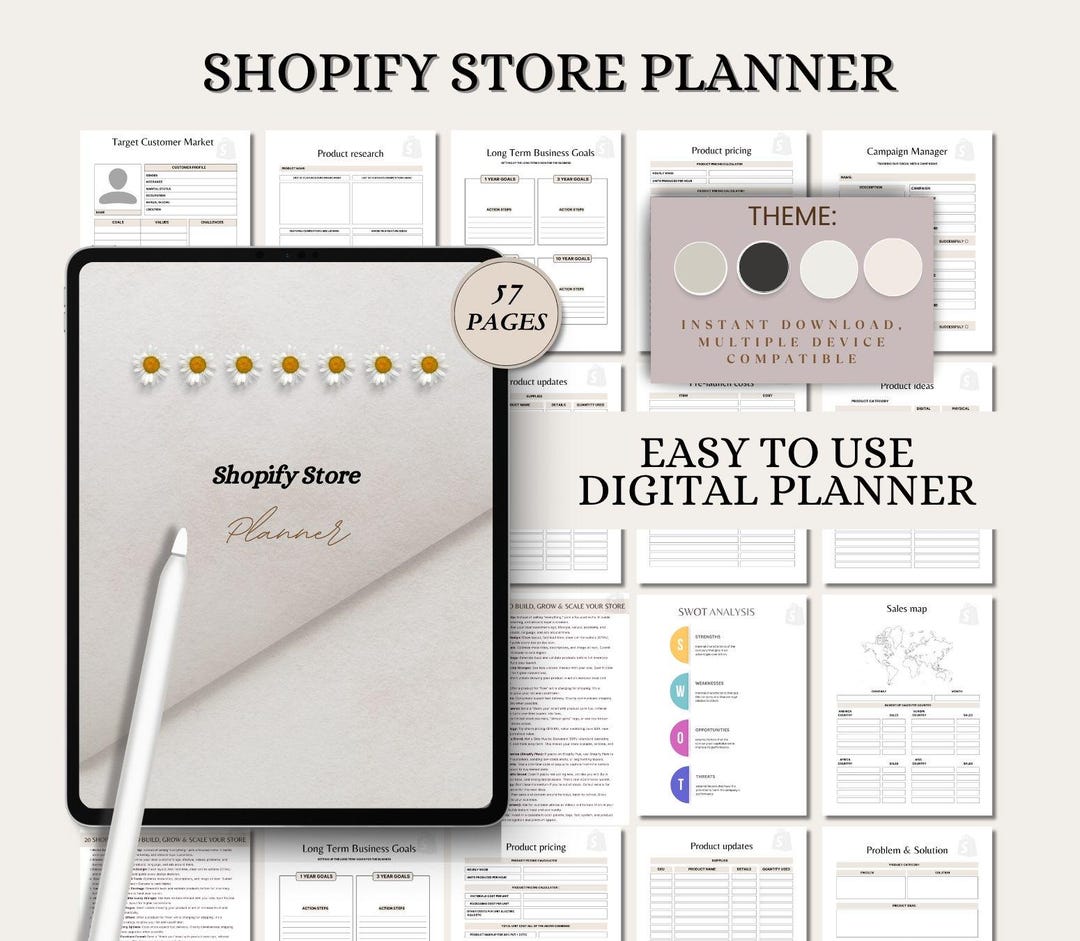 Shopify Store Planner | Printable Ecommerce Business Organizer, Product ...
