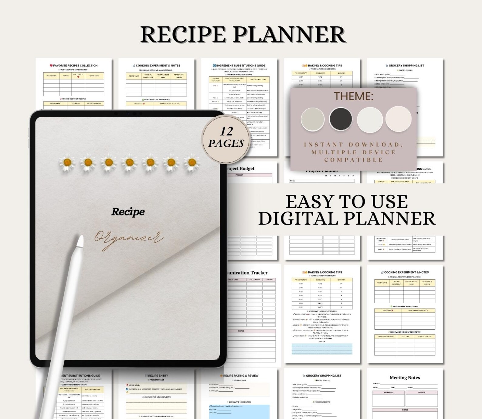 Recipe Organizer | Printable Recipe Cards and Meal Prep Sheets ...