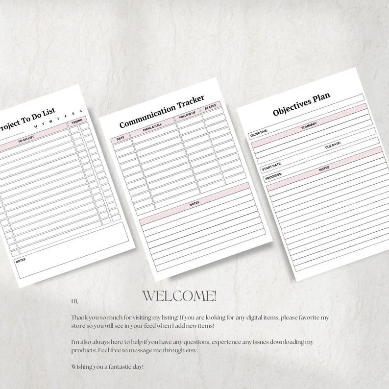 2025 Project Planner Bundle, Work Productivity Goal Planner Set Digital ...