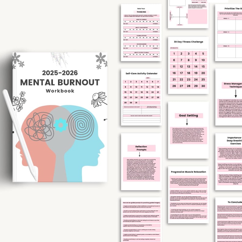 2025 Digital Mental Burnout Workbook, Mental Health, Emotional Burnout ...