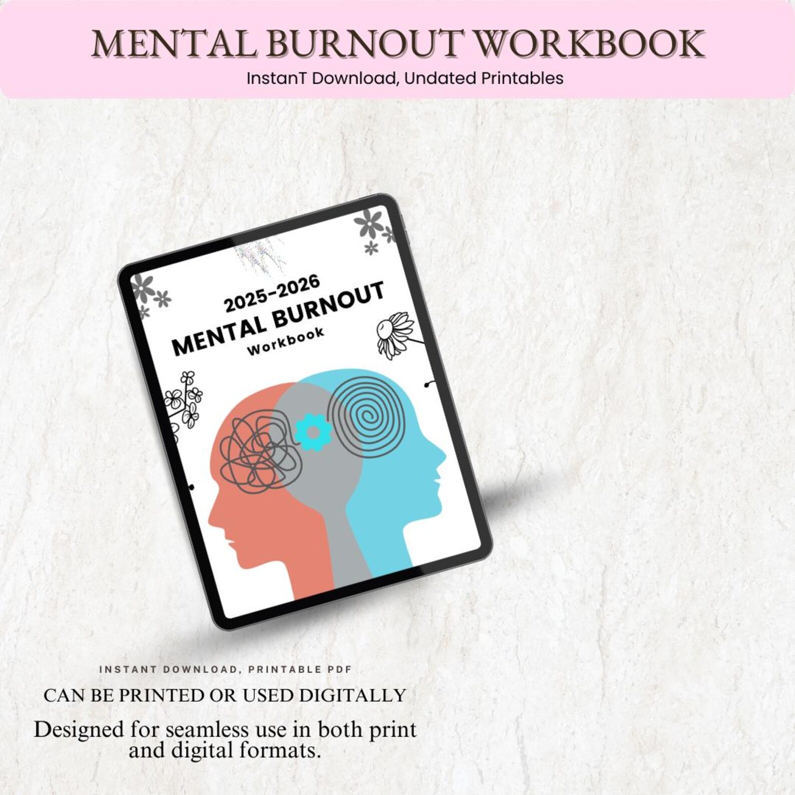 2025 Digital Mental Burnout Workbook, Mental Health, Emotional Burnout ...