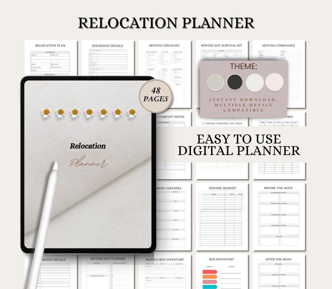 Relocation Planner | Printable Moving Checklist, Budget Tracker ...