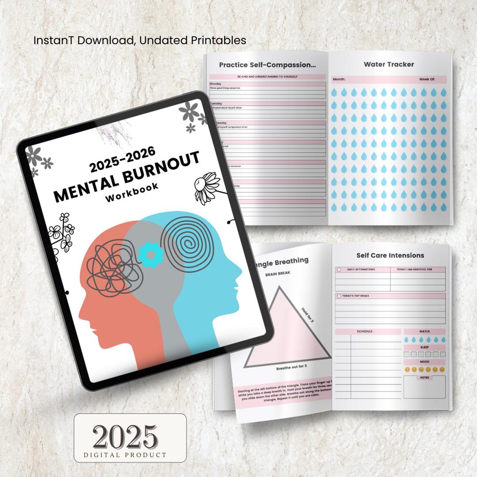 2025 Digital Mental Burnout Workbook, Mental Health, Emotional Burnout ...