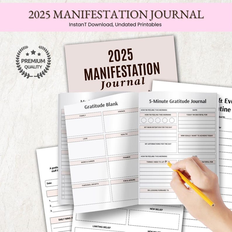 2025 Manifestation Journal, Law of Attraction Planner, Vision Board ...